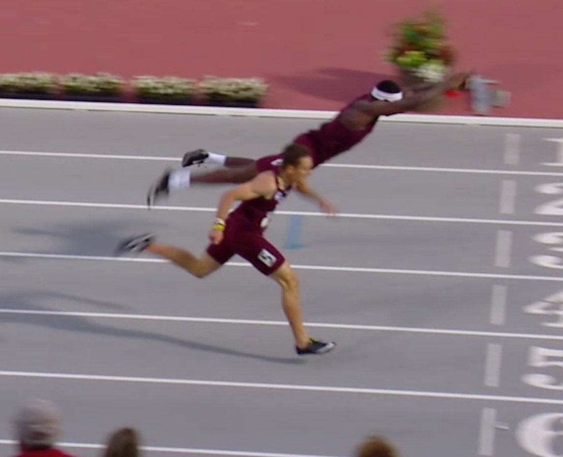 Runner literally flies across the finish line to win race / Boing Boing